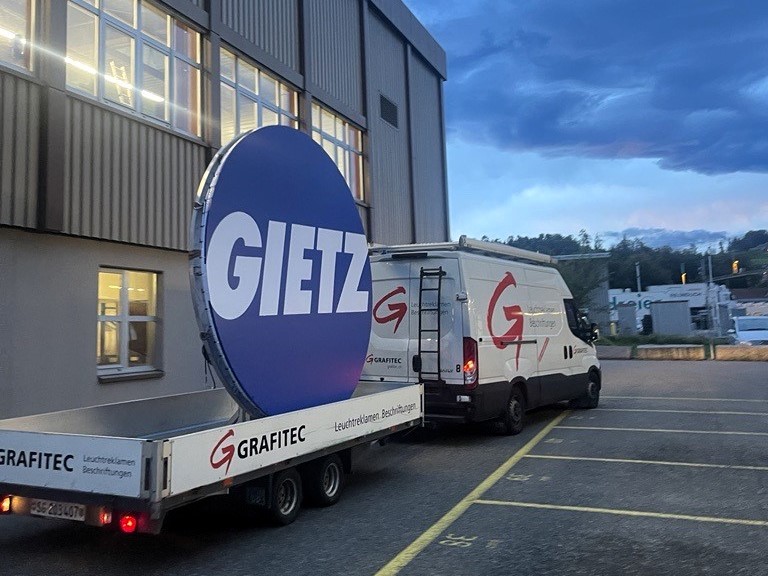 Installation of the new illuminated signs